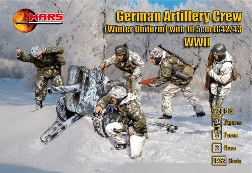 Mars 32048 German WWII Paratroopers Crew in Winter Uniform with LG 42/43 Gun (10 figures)