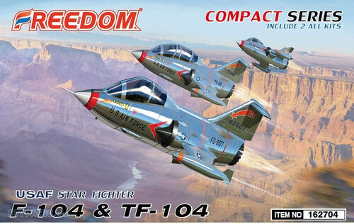 Freedom Model Kits 162704 Lockheed F-104 & TF-104 USAF Starfighter (Compact Series - Include 2 Kits)