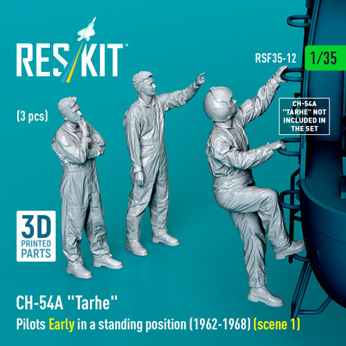 RES/KIT F35-0012 CH-54A 'Tarhe' Pilots Early In A Standing Position (1962-1968) (Scene 1) (3pcs) (3D Printed)