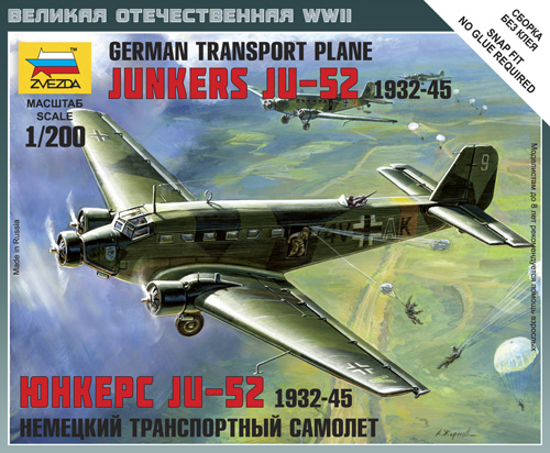 Zvezda 6139 German transport plane Junkers Ju 52 1932-1945