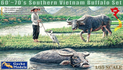 Gecko Models 35GM0108 60'-70's Southern Vietnam Buffalo Set