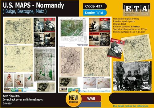 ETA DIORAMA ACCESSORIES 437 US Maps - Normandy, Magazine Yank and Calendar