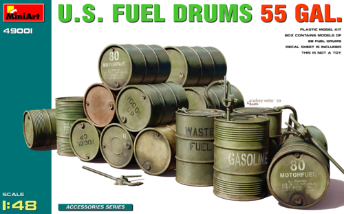 MiniArt 49001 U.S. Fuel Drums 55 Gal.