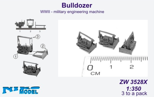 NIKO MODEL ZW3528X Bulldozer WWII - military engineering machine 3 to a pack