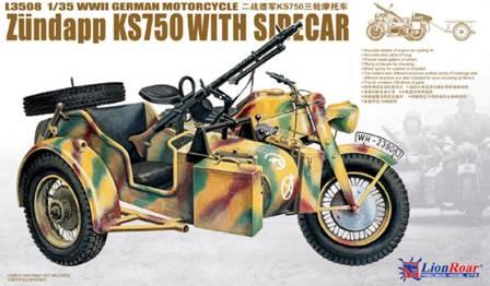 Lion Roar L3508 German IIWW Motorcycle Zundapp KS 750 with Sidecar