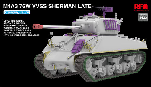 Rye Field Model RM-5132 M4A3 76W VVSS Sherman Late Standard Version