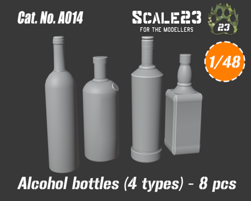 Scale23 48-A014 Alcohol bottles (4 types- total 8 pcs) - 1 set