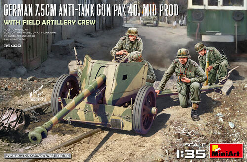 MiniArt 35400 German 7,5cm Anti-Tank Gun PaK 40. Mid Prod.With Field Artillery Crew
