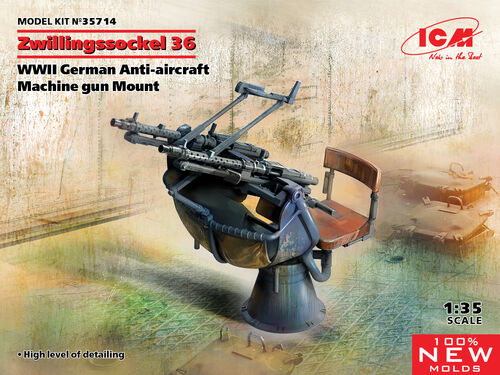 ICM 35714 Zwillingssockel 36, WWII German Anti-aircraft Machine gun Mount (100% new molds)