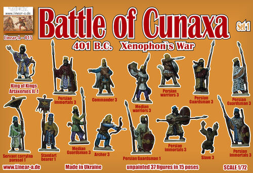 Linear-A 015 Battle of Cunaxa 401 B.C. Xenophons War Set 1 - Persian Infantry (37 figures in 15 poses)