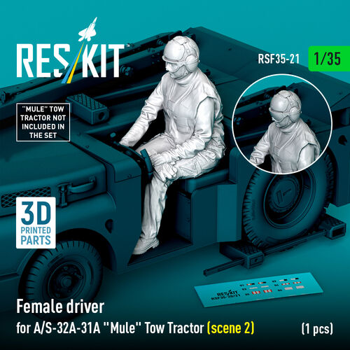 RES/KIT F35-0021 Female Driver for A/S-32A-31A "Mule" Tow Tractor Scene 2 (1 Figure / 3D Printed)