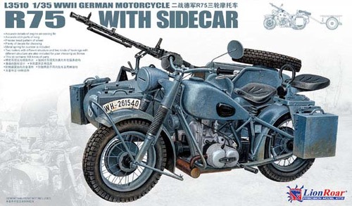 Lion Roar L3510 German IIWW Motorcycle BMW R75 with Sidecar