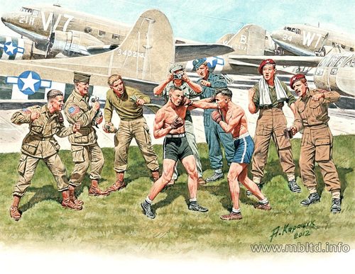 Master Box 35150 "Friendly boxing match" British and American paratroopers, World War II Era (9 figures in kit)