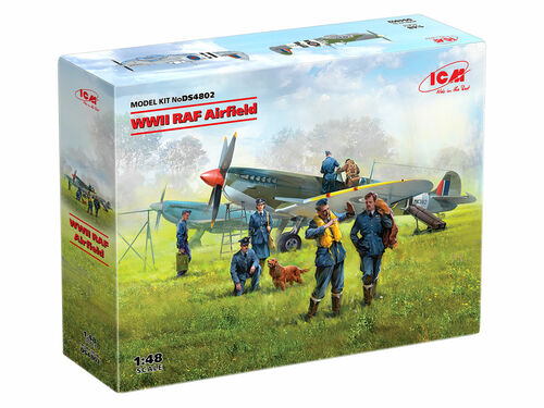 ICM DS4802 WWII RAF Airfield (Spitfire Mk.IX, Spitfire Mk.VII, RAF Pilots and Ground Personnel ) (7 figures)
