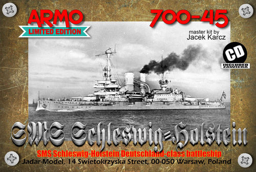 Armo 700-45 SMS Schleswig-Holstein Deutschland-class battleship 1939 with metal gun barrels
