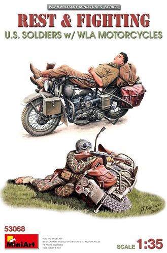 MiniArt 53068 Rest & Fighting U.S. Soldiers with WLA Motorcycles