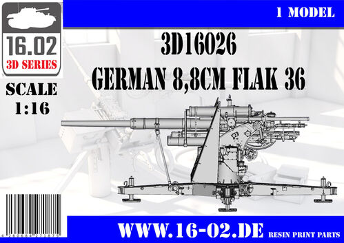 Custom scale 3D16026 German 8,8cm Flak 36