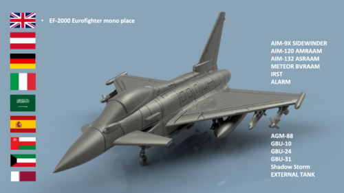 L'Arsenal 2.0 3D700496 EF-2000 Eurofighter Typhoon Single Seat - 3D printing (5 pcs)