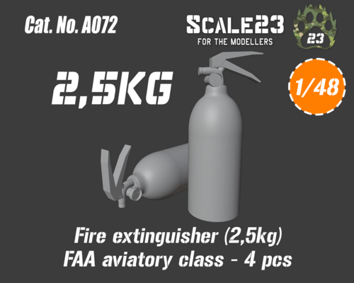 Scale23 48-A072 Fire extinguisher (2,5kg) FAA aviatory class - 4 pcs