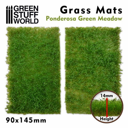 Green Stuff World 10338 Grass Mats 90x145mm Ponderosa Green Meadow