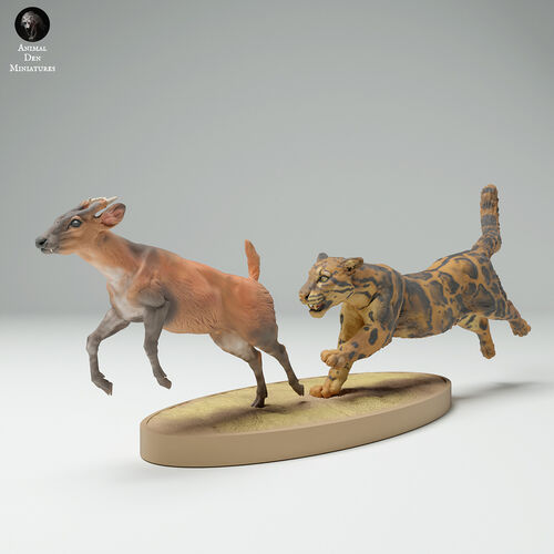 EMP3D 35130713 Puma mglista - samiec polujący na mundżaka - 1 zestaw