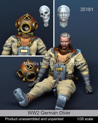 Mantis Miniatures 35181 WW2 German Diver (Alternative Heads)
