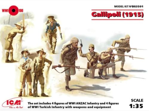 ICM DS3501 Gallipoli (1915) ANZAC Infantry (4 figures), Turkish Infantry (4 figures)