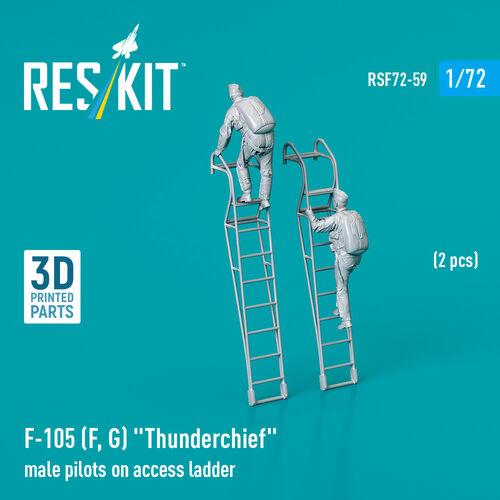 RES/KIT F72-0059 F-105 (F, G) 'Thunderchief' Male Pilots On Access Ladder (2pcs) (3D Printed)