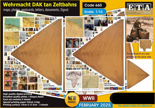 ETA DIORAMA ACCESSORIES 660 WWII - Wehrmacht DAK tan Zeltbahns
