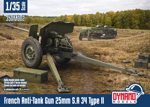 Dynamo-Models 35DM002 French Anti-Tank Gun 25mm S.A 34 Type II Standard Version