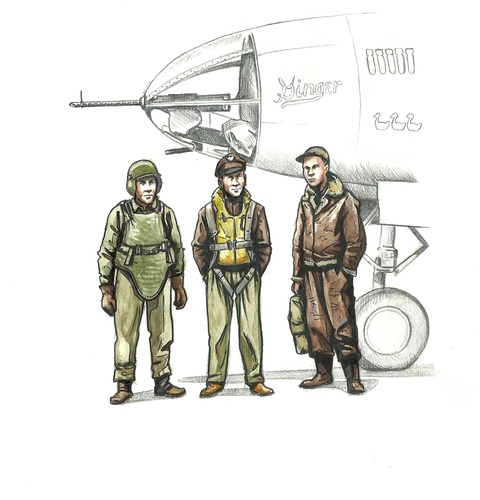 CMK F72339 WWII US bomber pilot and two gunners