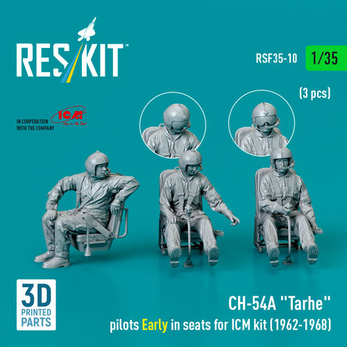 RES/KIT F35-0010 CH-54A 'Tarhe' Pilots Early In Seats For ICM Kit (1962-1968) (3pcs) (3D Printed)
