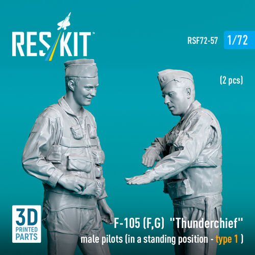 RES/KIT F72-0057 F-105 (F, G) 'Thunderchief' Male Pilots (In A Standing Position - Type 1) (2pcs) (3D Printed)