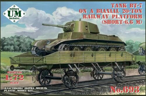 UM MT 693 Tank BT-7 on a Bi-axial 20-ton Railway Platform (Short - 6,6 M)