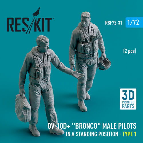 RES/KIT F72-0031 OV-10D+ 'Bronco' Male Pilots (In A Standing Position - Type 1) (2pcs) (3D Printed)