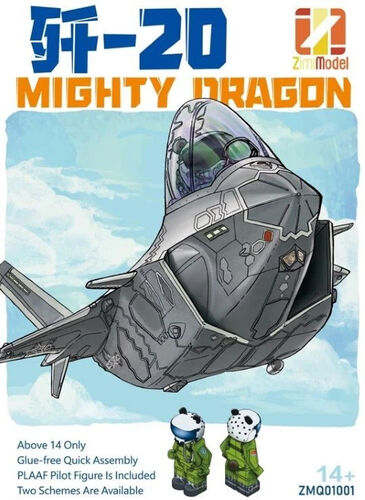 Zimi Model Q01001 Chengdu J-20 Mighty Dragon - Cartoon Series Snap Fit (Includes Pilot Figure)