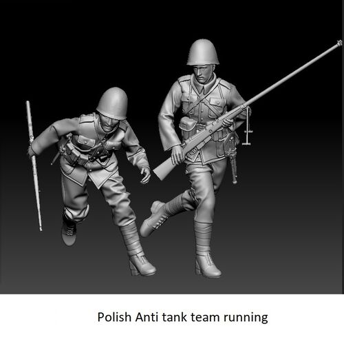Glowel Miniatures 35914 Polish Anti Tank Team Running (2 Figures, 3D Printed)