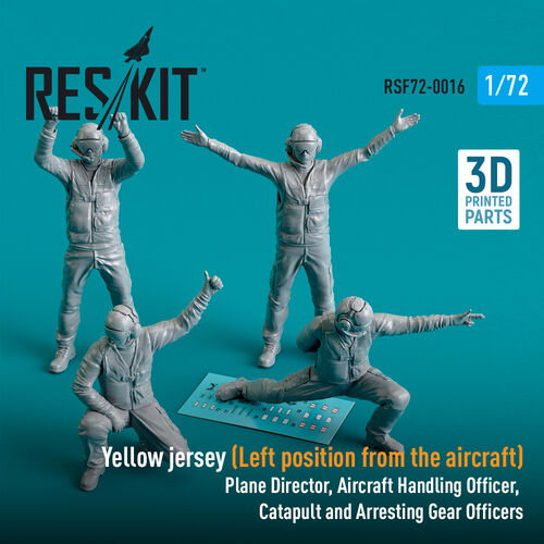 RES/KIT F72-0016 Yellow Jersey (Modern) (Left Position From The Aircraft) Plane Director, Aircraft Handling Officer, Catapult And Arresting Gear Officers (4 pcs)