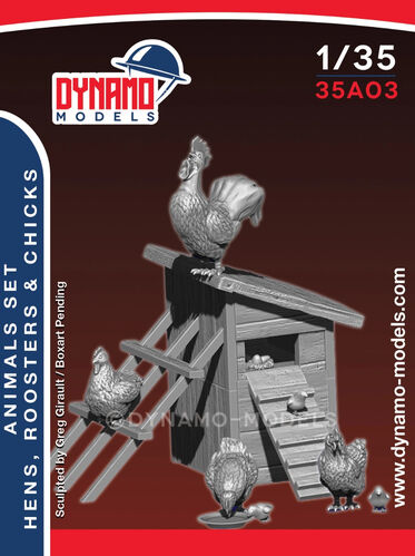 Dynamo-Models 35A03 Animals Set - Hens, Roosters And Chicks
