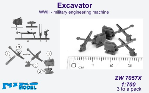 NIKO MODEL ZW7057X Excavator – WWII military engineering machine 3 to a pack
