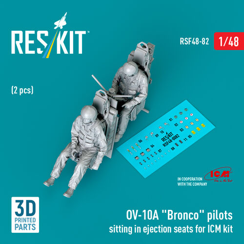 RES/KIT F48-0082 OV-10A 'Bronco' Pilots Sitting In Ejection Seats For ICM Kit (2pcs) (3D Printed)