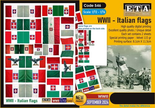 ETA DIORAMA ACCESSORIES 546 WWII - Italian Flags (2 Sheets)
