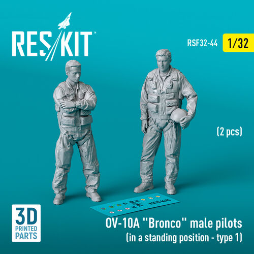 DISCONTINUED RES/KIT F32-0044 OV-10A 'Bronco' Male Pilots (In A Standing Position - Type 1) (2pcs) (3D Printed)