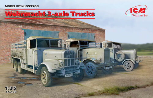 ICM DS3508 Wehrmacht 3-axle Trucks (Henschel 33D1, Krupp L3H163, LG3000)