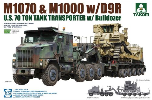 Takom 5002 U.S. M1070 & M1000 w/D9R U.S. 70 Ton Tank Transporter w/Bulldozer