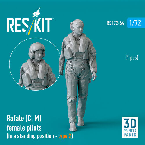 RES/KIT F72-0064 Rafale (C, M) Female Pilot (In A Standing Position - Type 2) (1pc) (3D Printed)