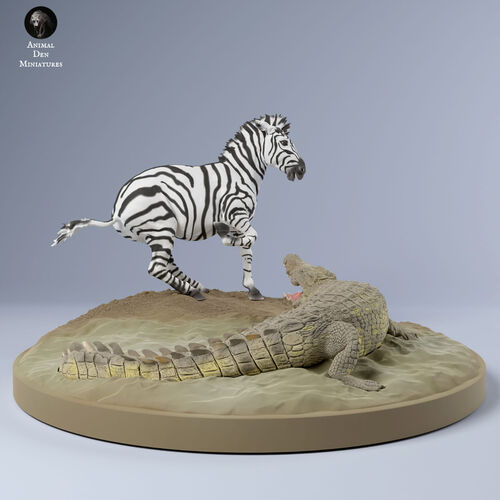 EMP3D 72130250 Zebra Stepowa - Samiec Vs Krokodyl