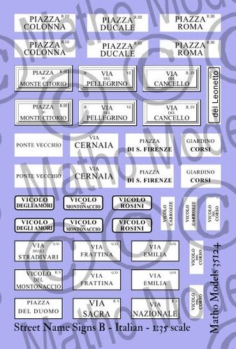 Matho Models 35124 Street Name Signs B - Italian