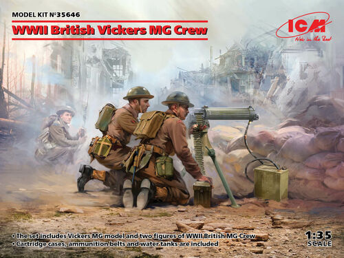 ICM 35646 WWII British Vickers MG Crew (Vickers MG & 2 figures)