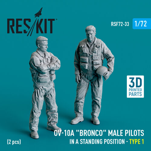 RES/KIT F72-0033 OV-10A 'Bronco' Male Pilots (In A Standing Position - Type 1) (2pcs) (3D Printed)